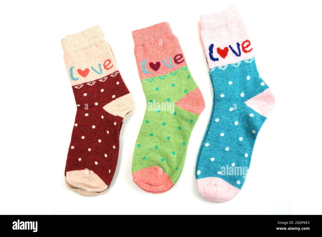 Top view of colorful sock isolated on white background Stock Photo - Alamy