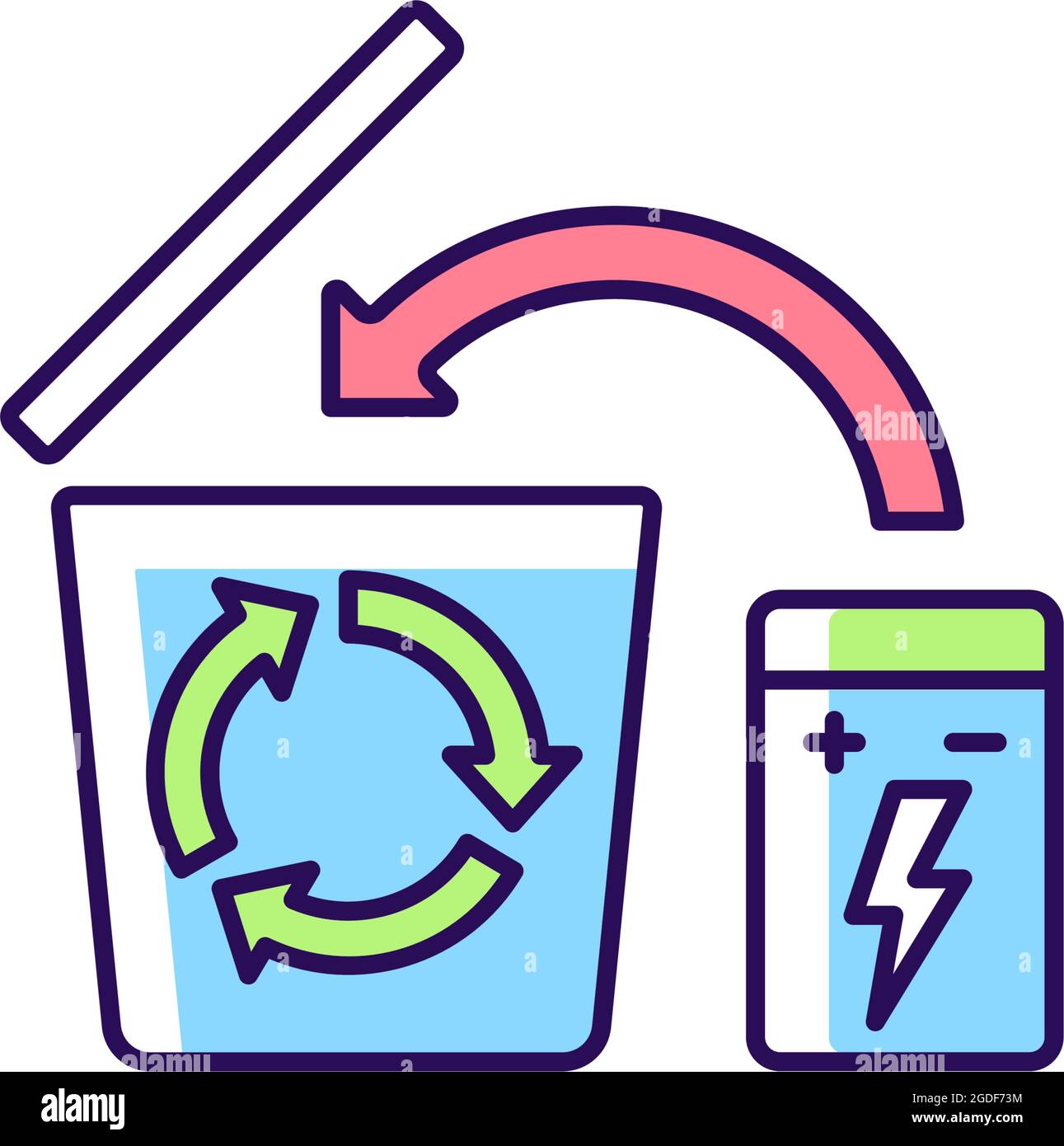 Battery recycling RGB color manual label icon Stock Vector Image & Art ...