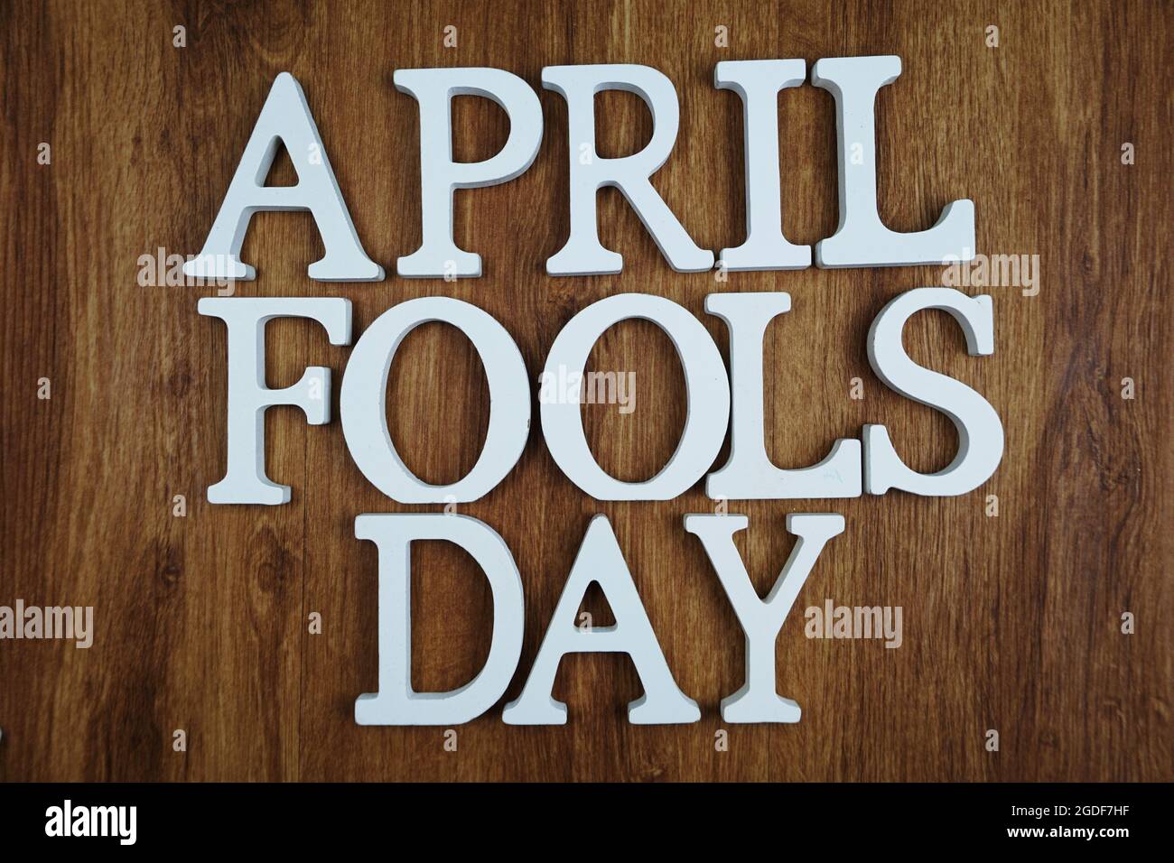 April Fools Day alphabet letters on wooden background Stock Photo - Alamy