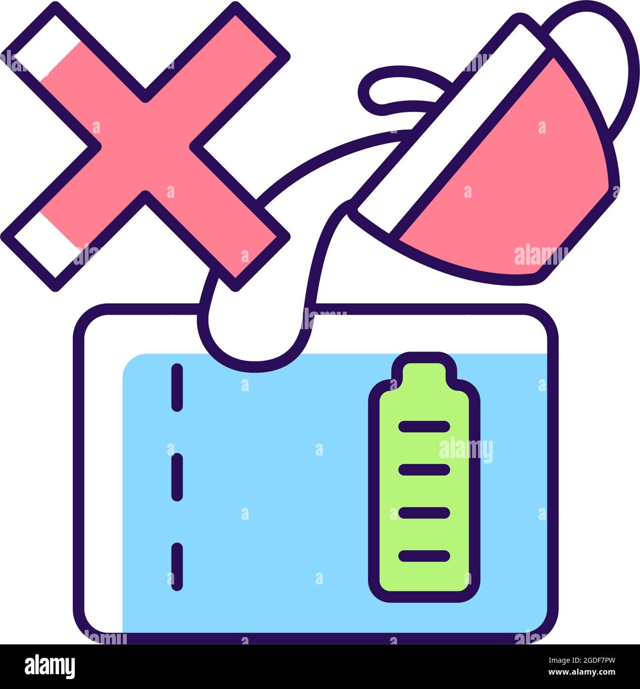 Dont spill on powerbank RGB color manual label icon Stock Vector Image ...