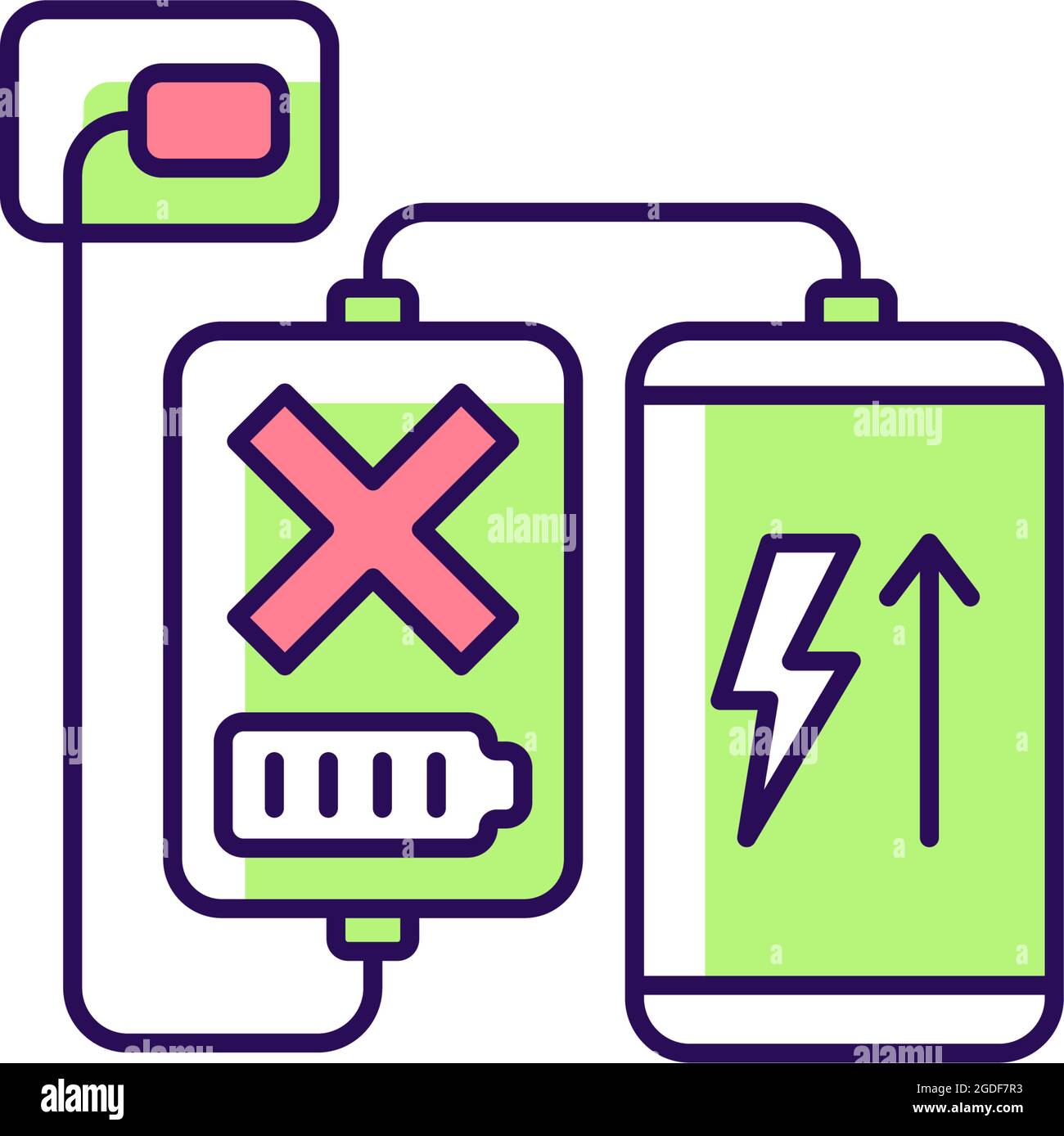 Charging, discharging powerbank RGB color manual label icon Stock ...