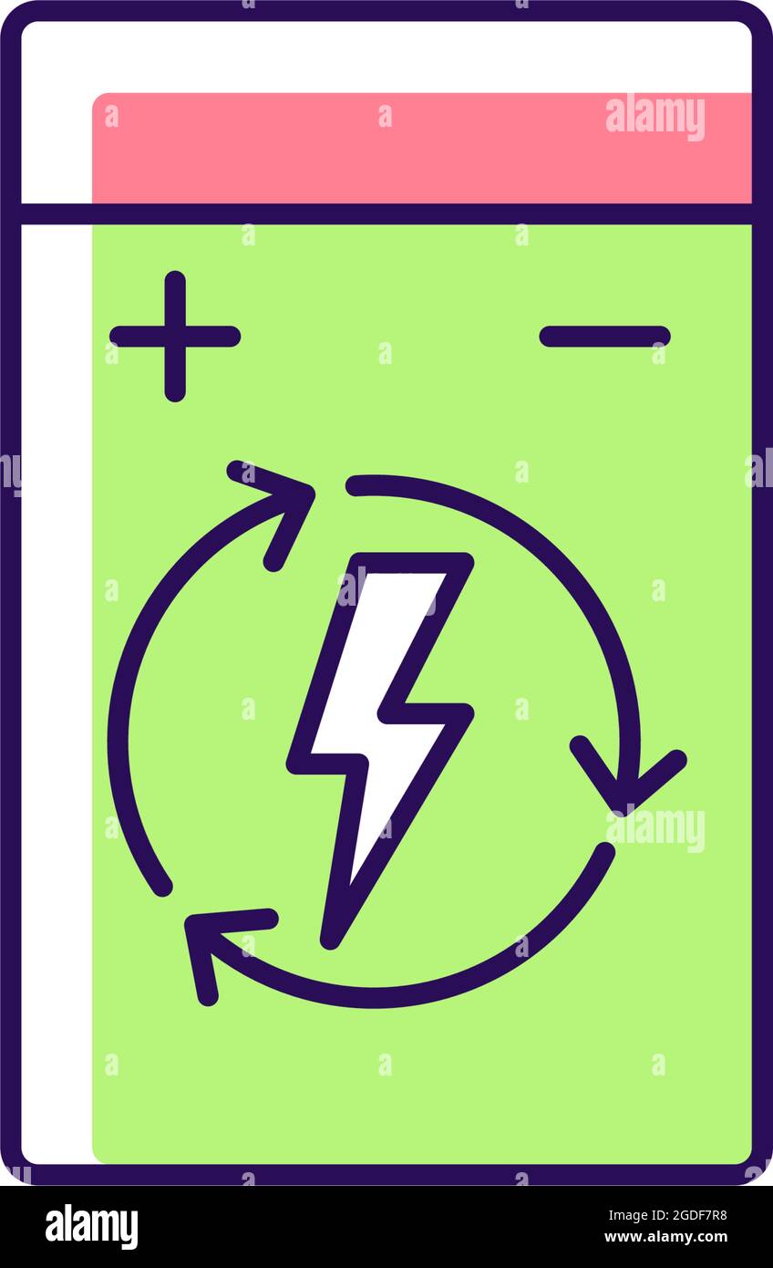 Rechargeable lithium polymer battery RGB color manual label icon Stock ...