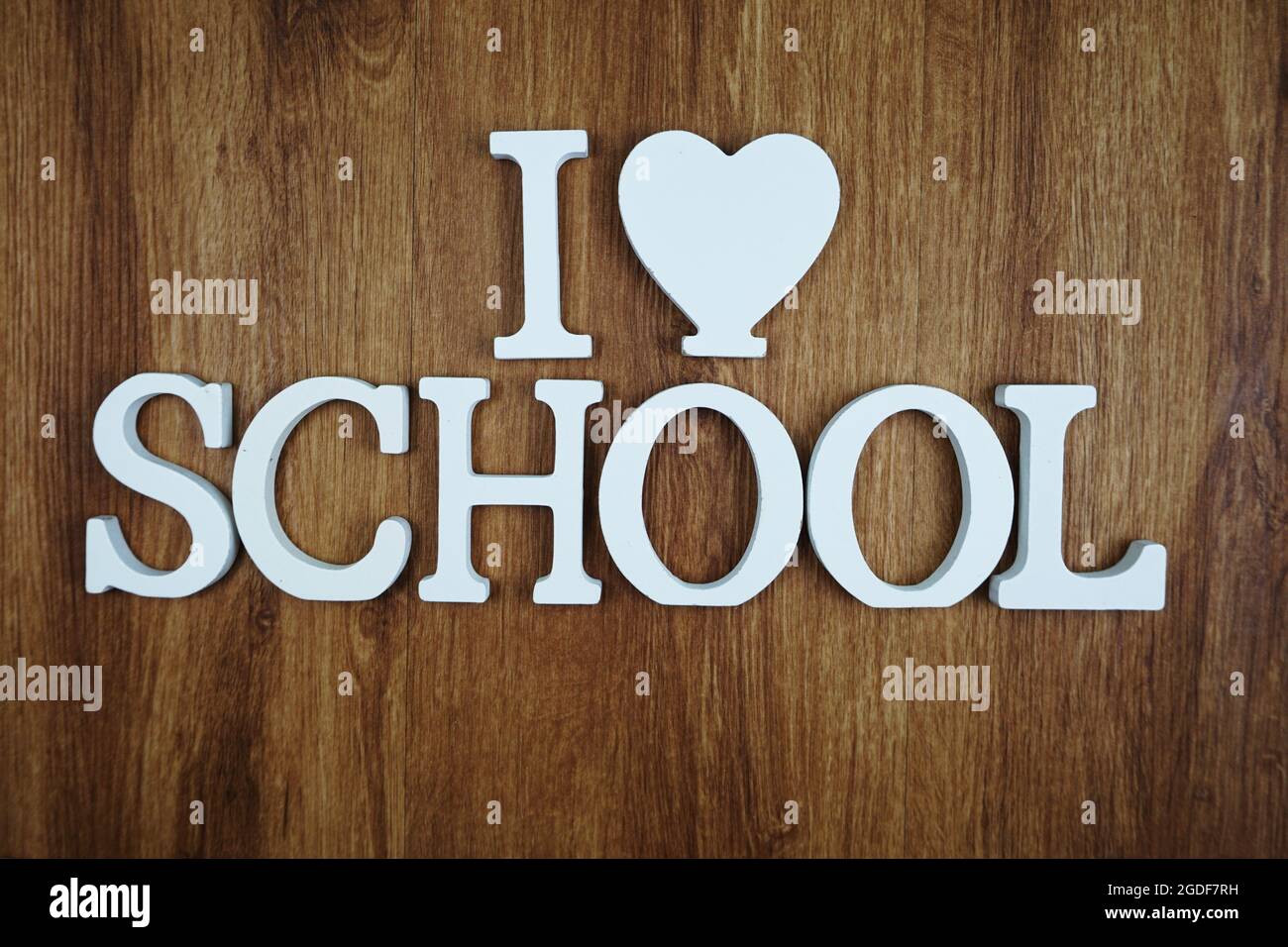 I love School alphabet letters on wooden background Stock Photo - Alamy