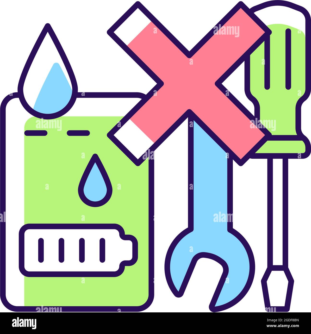 Not serviceable if exposed to liquids RGB color manual label icon Stock ...