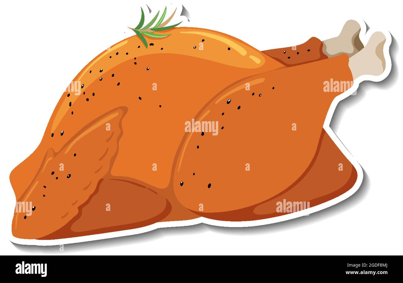 Fried chicken sticker on white background illustration Stock Vector ...