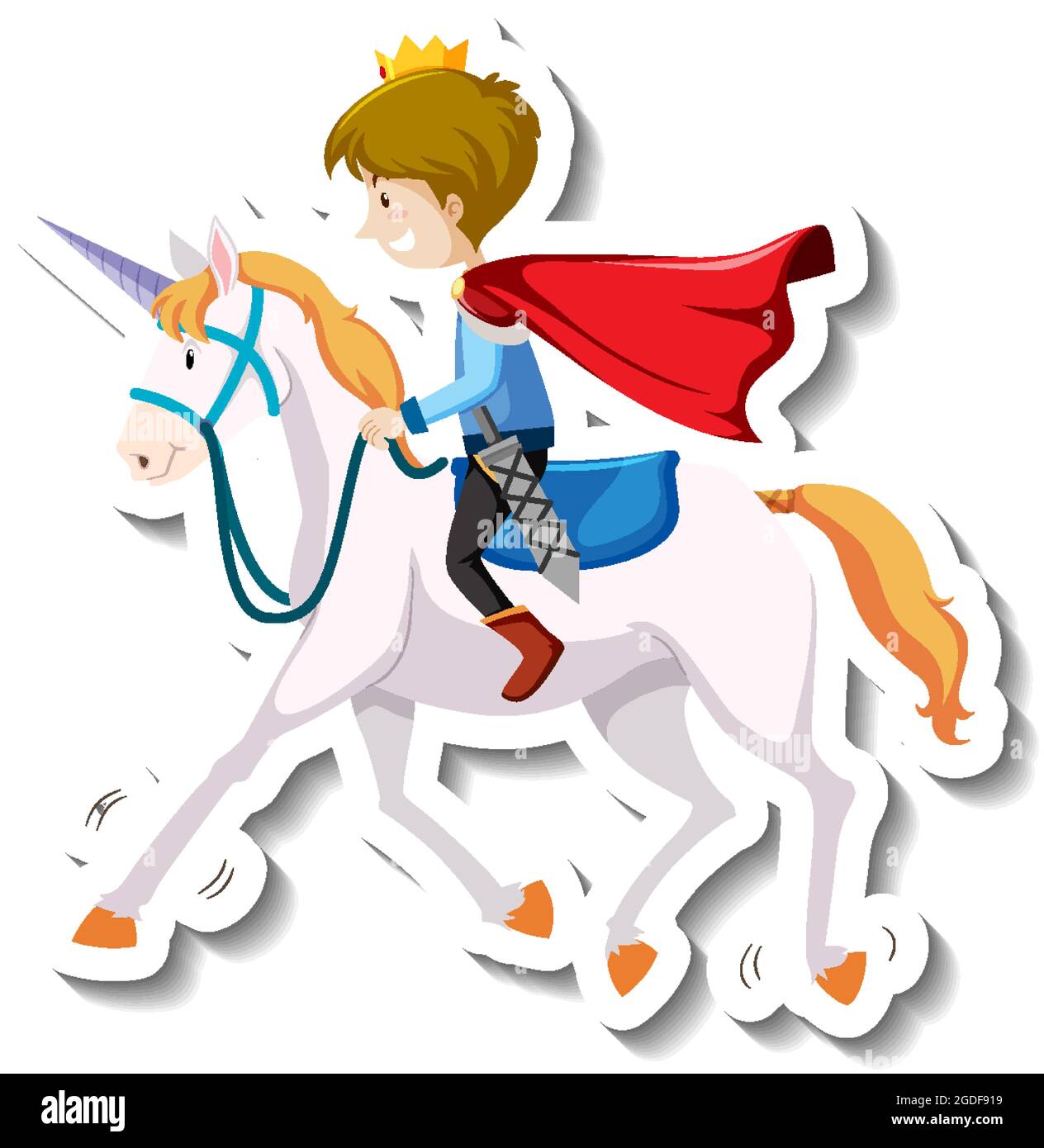 Prince riding horse cartoon sticker illustration Stock Vector Image ...