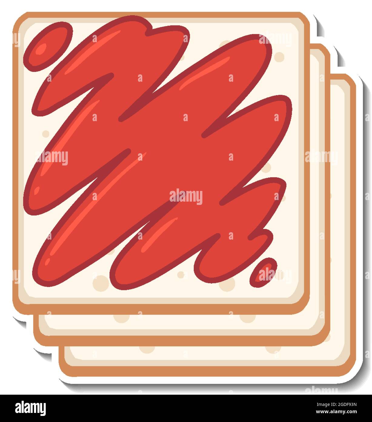 Top view of sliced breads sticker on white background illustration ...