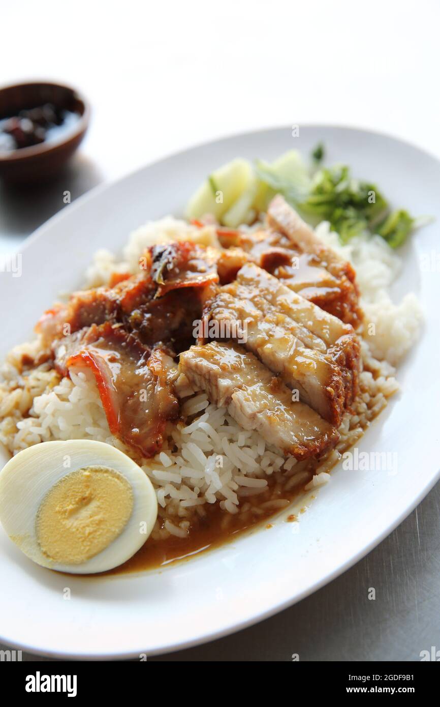 rice roasted red pork Stock Photo - Alamy