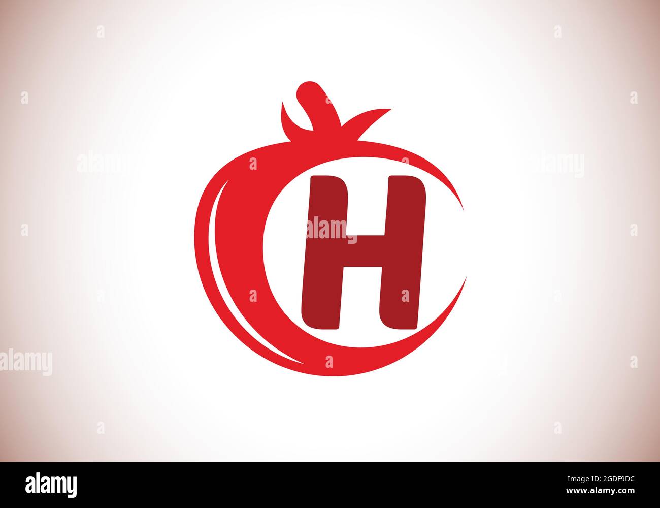 Initial H monogram alphabet with tomato. Tomato logo design template ...