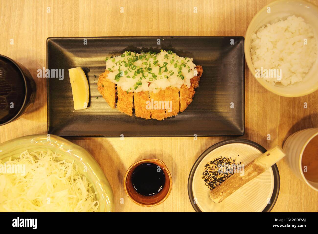 Japanese food tonkatsu with rice Stock Photo - Alamy