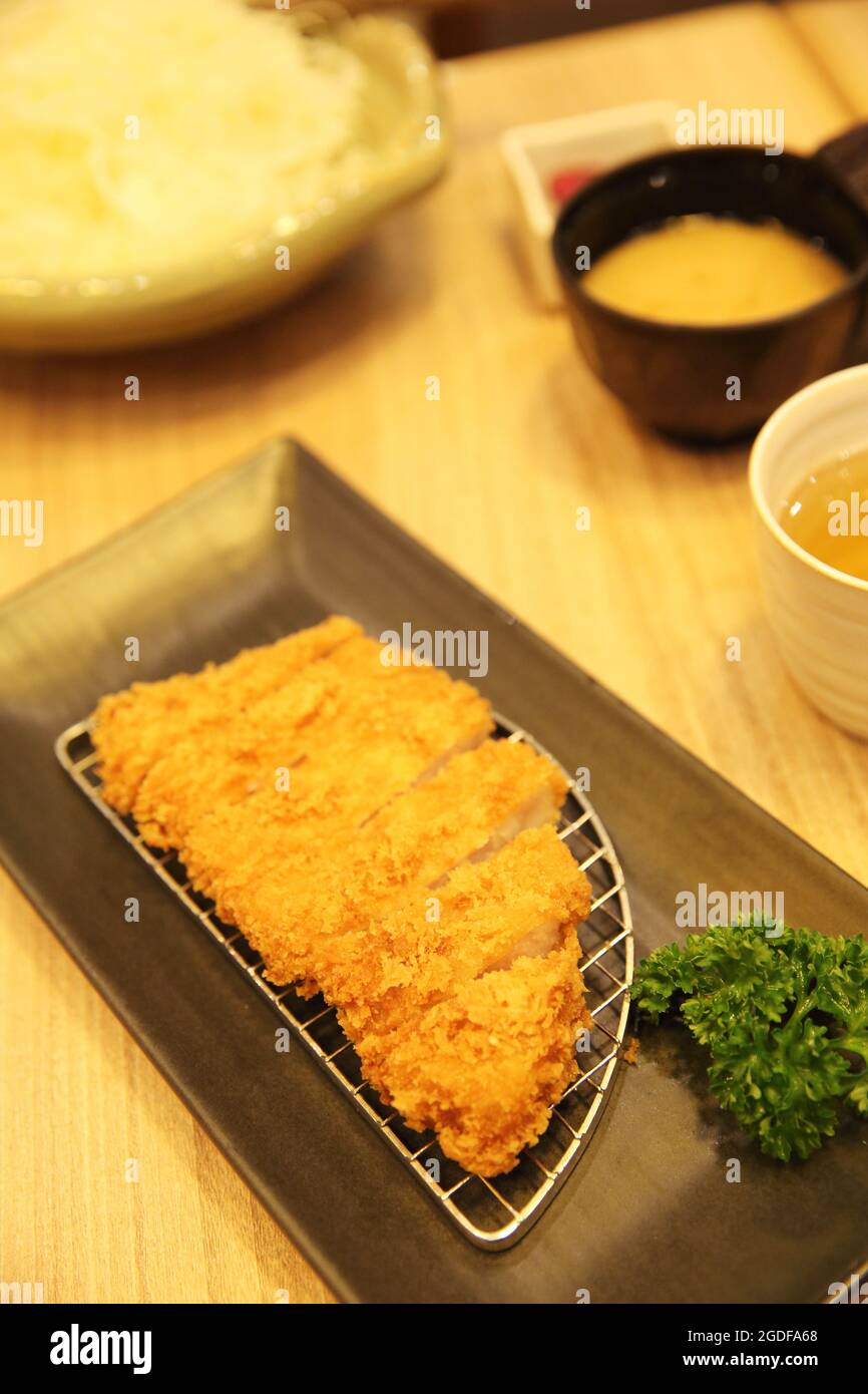 Japanese food tonkatsu with rice Stock Photo - Alamy