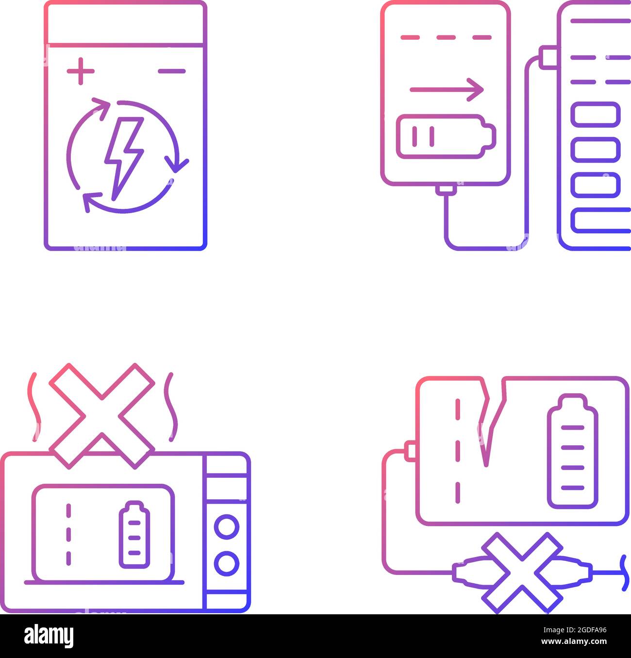 Effective portable charger use gradient linear vector manual label icons set Stock Vector Image ...