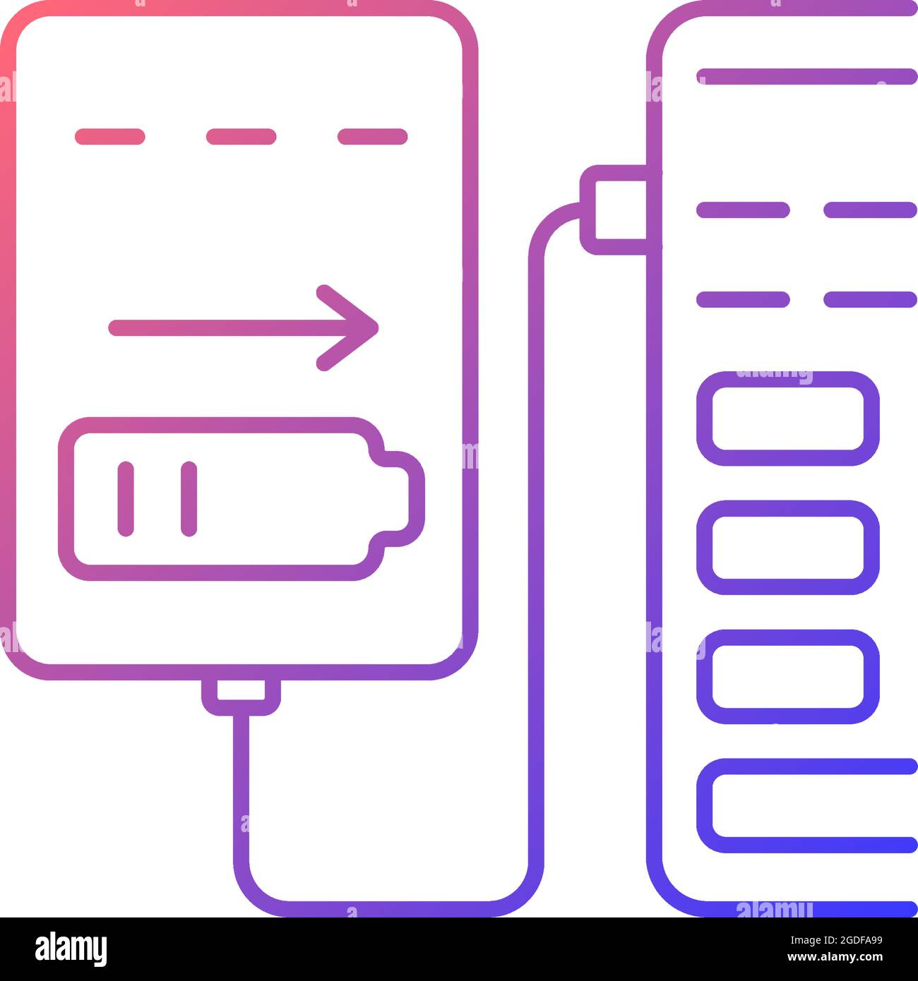 Recharge from computer USB port gradient linear vector manual label icon Stock Vector Image ...