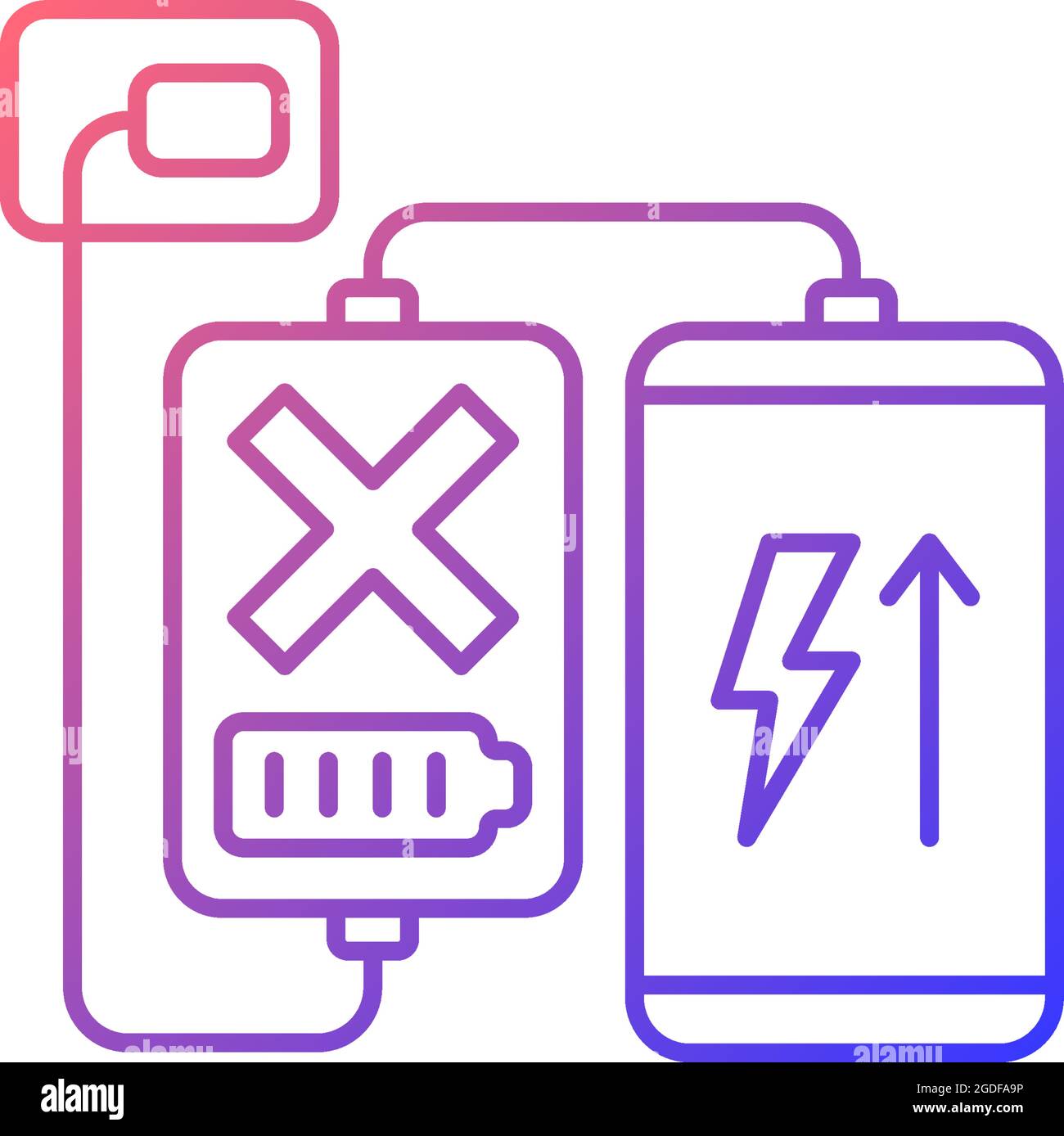 Charging, discharging powerbank gradient linear vector manual label icon Stock Vector Image ...