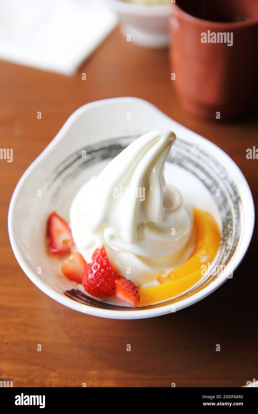 soft Cream with fruit Stock Photo - Alamy