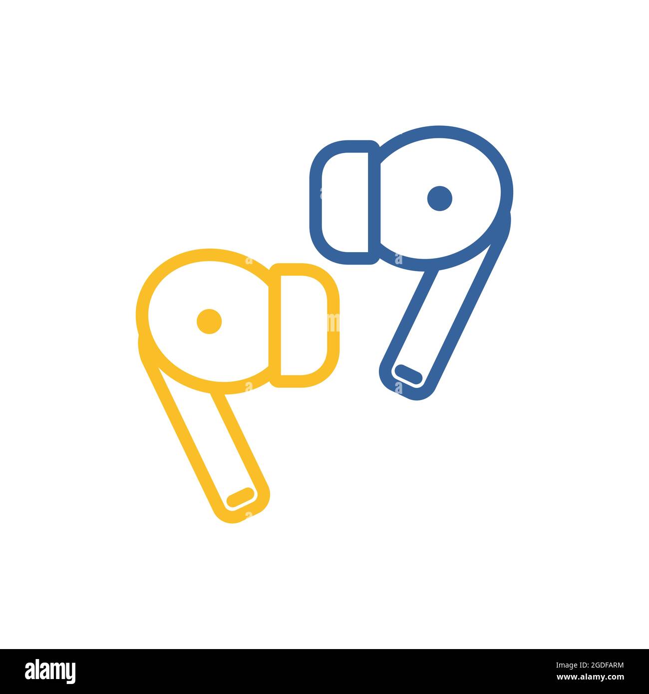 Pair of wireless earbud headphones vector icon. Graph symbol for music ...