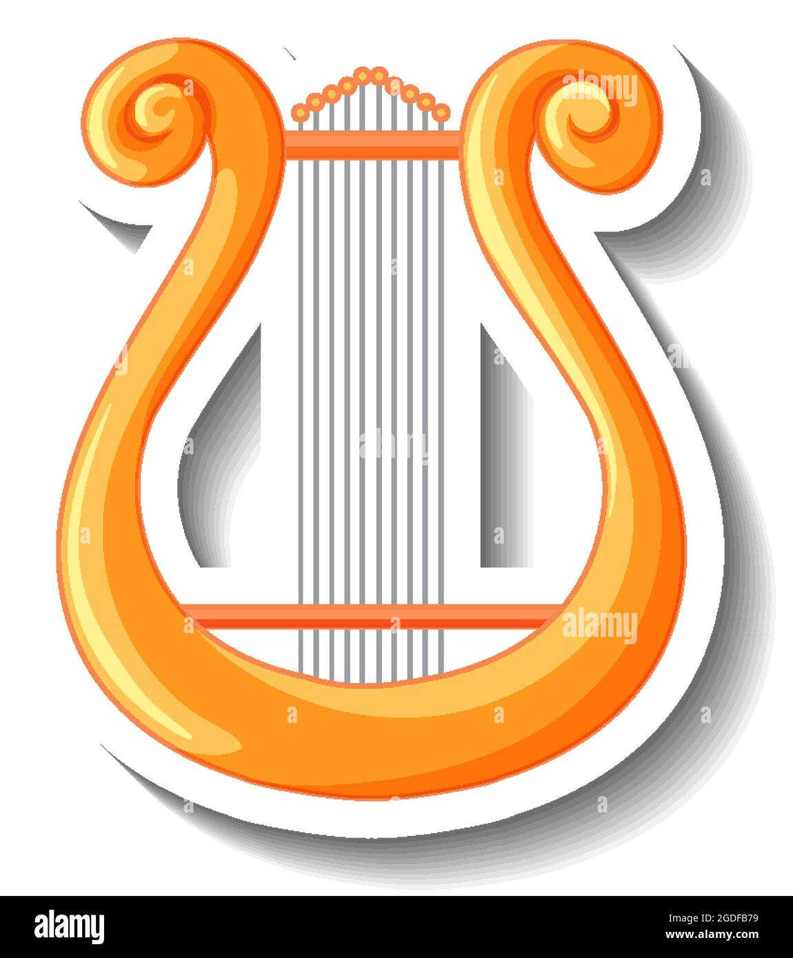 A sticker template with greek golden lyre isolated illustration Stock ...
