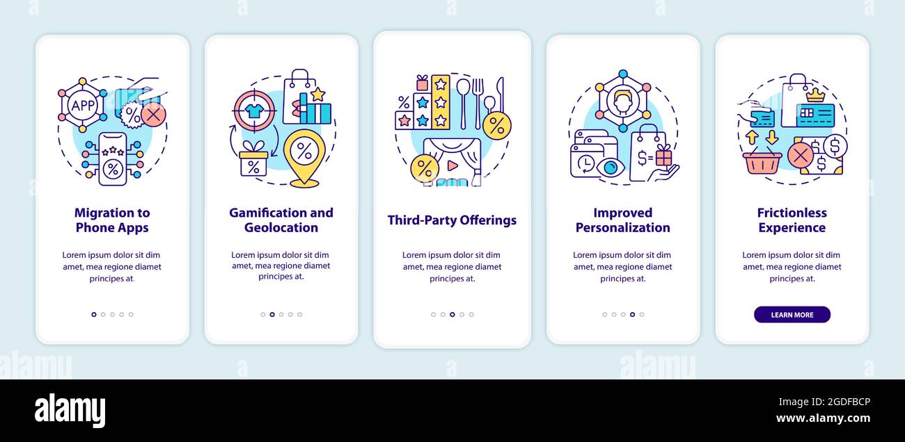 Loyalty programs trends onboarding mobile app page screen Stock Vector Image & Art - Alamy