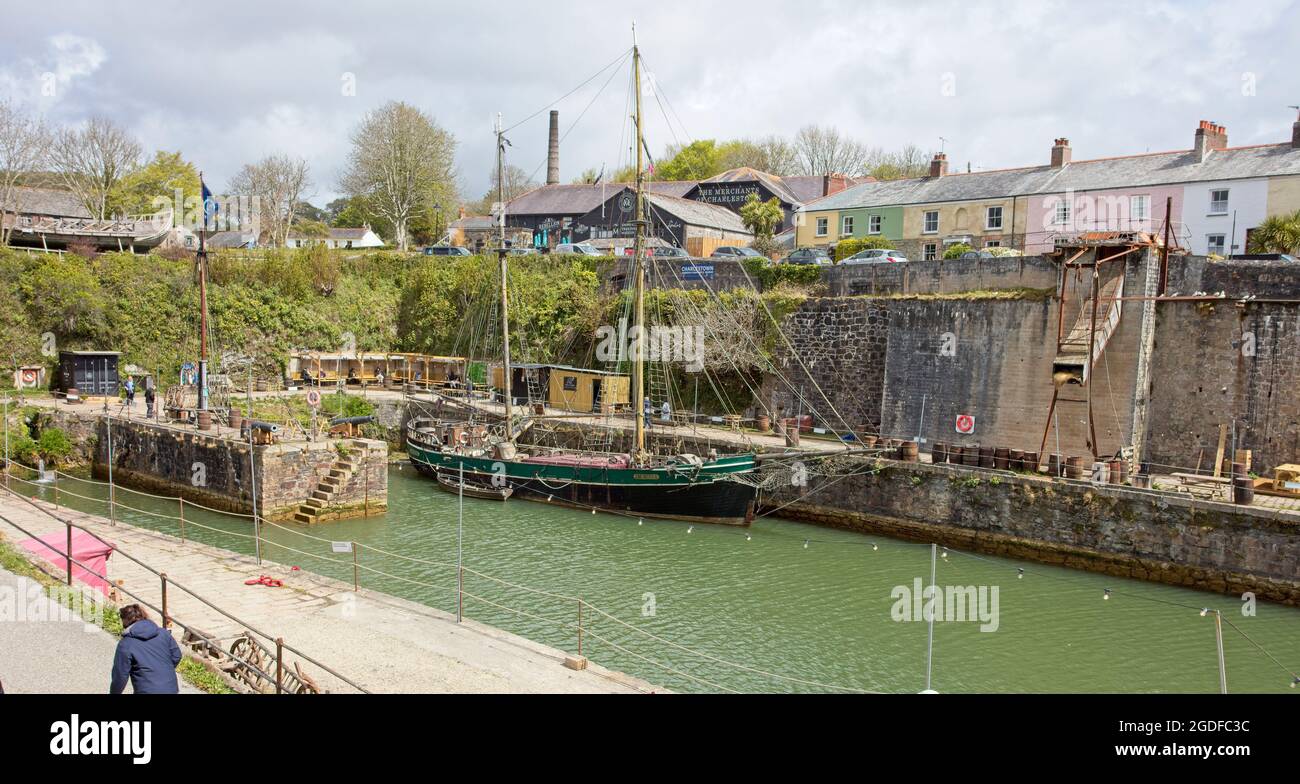 The ancient historic harbour at Charlestown, Cornwall, England, UK ...