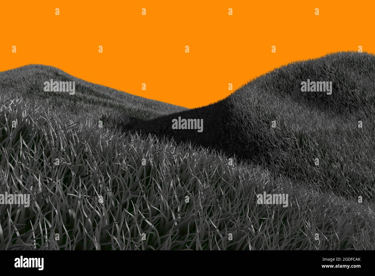 frightening dark highly detailed hills isolated on orange background ...