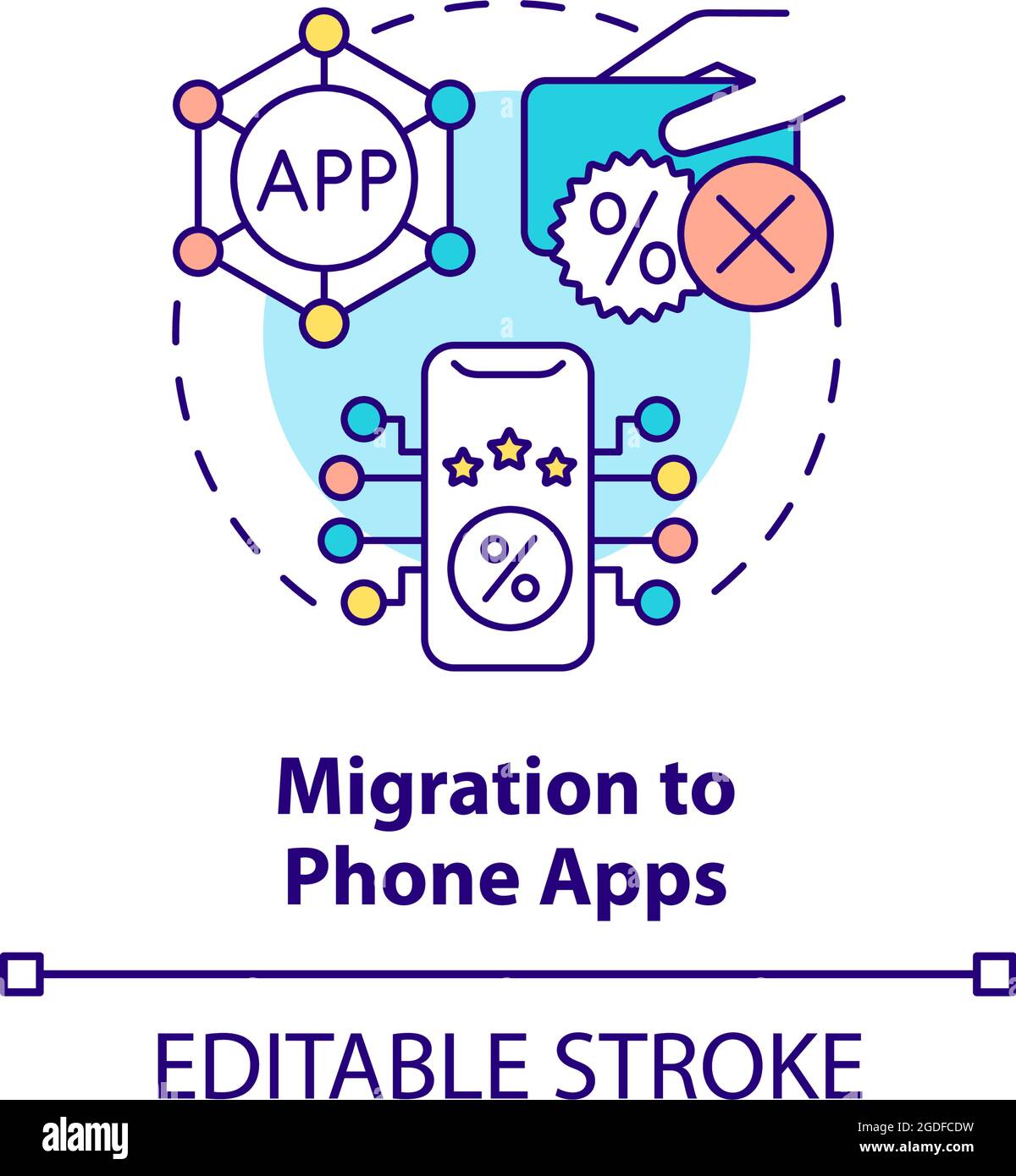 Migration to phone apps concept icon Stock Vector Image & Art - Alamy