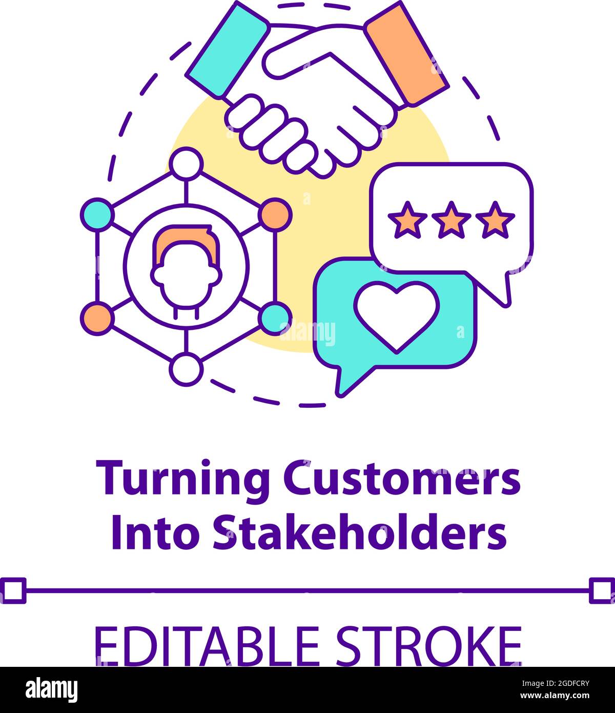 Turning customers into stakeholders concept icon Stock Vector Image ...