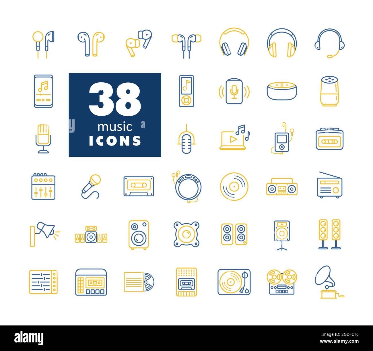 Multimedia devices and symbols icons set. Graph symbol for music and ...
