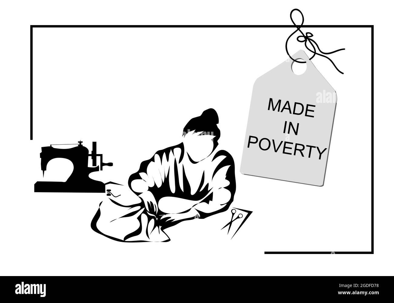 made in poverty. poverty workers isolated on white background Stock ...