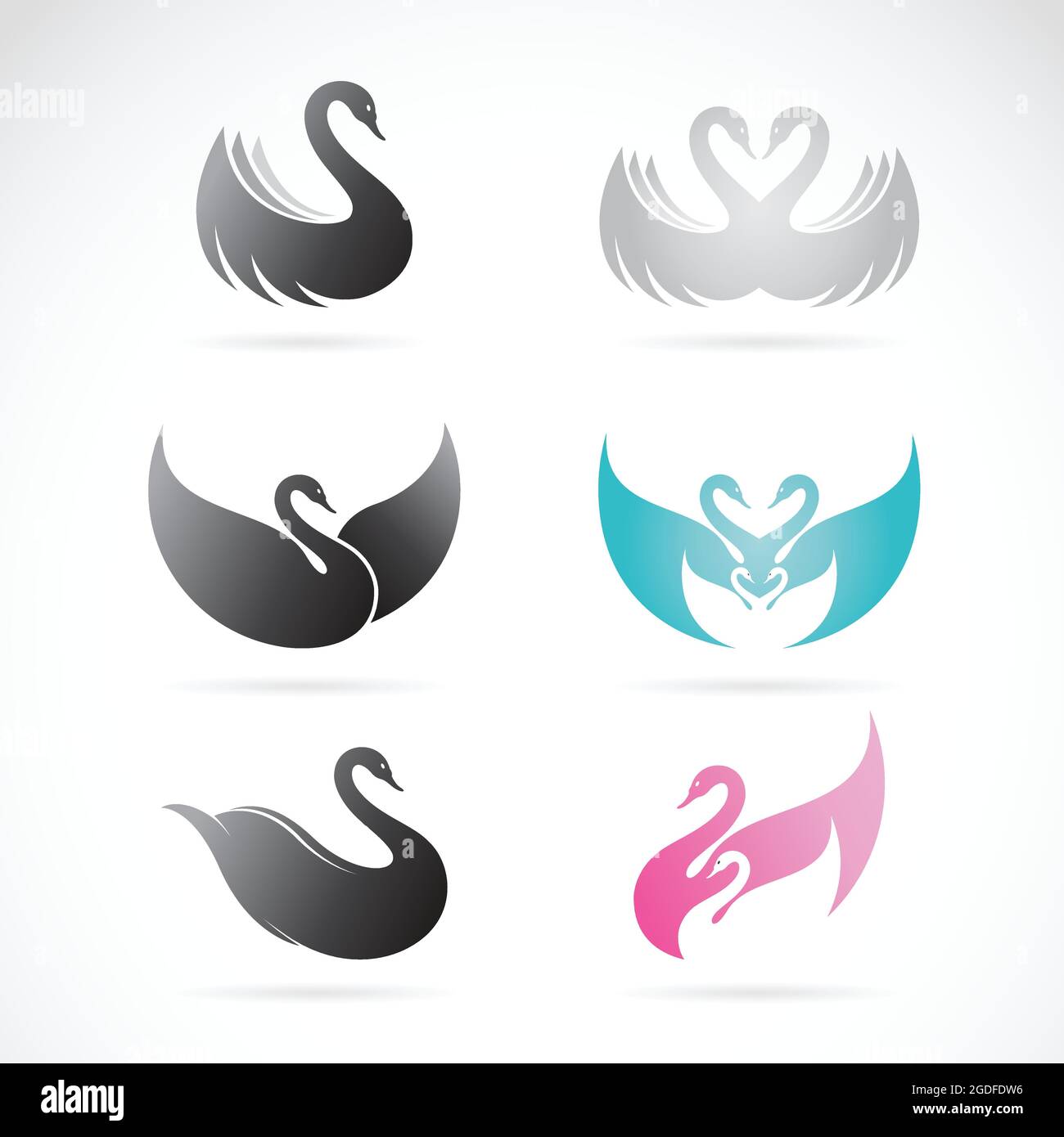 Vector set of swan design on white background. Easy editable layered ...