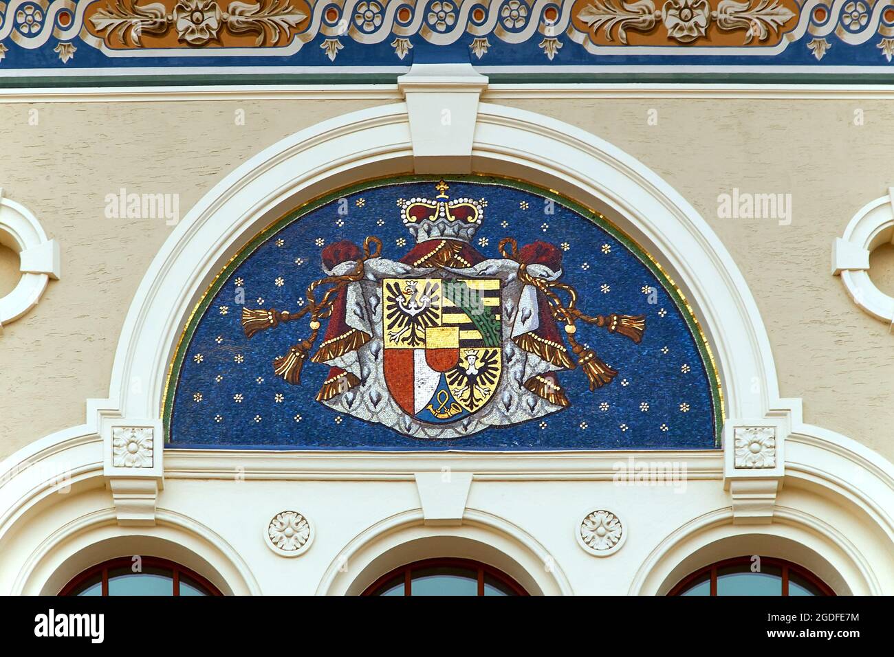Coat of arms of Liechtenstein on the wall mosaic Stock Photo - Alamy