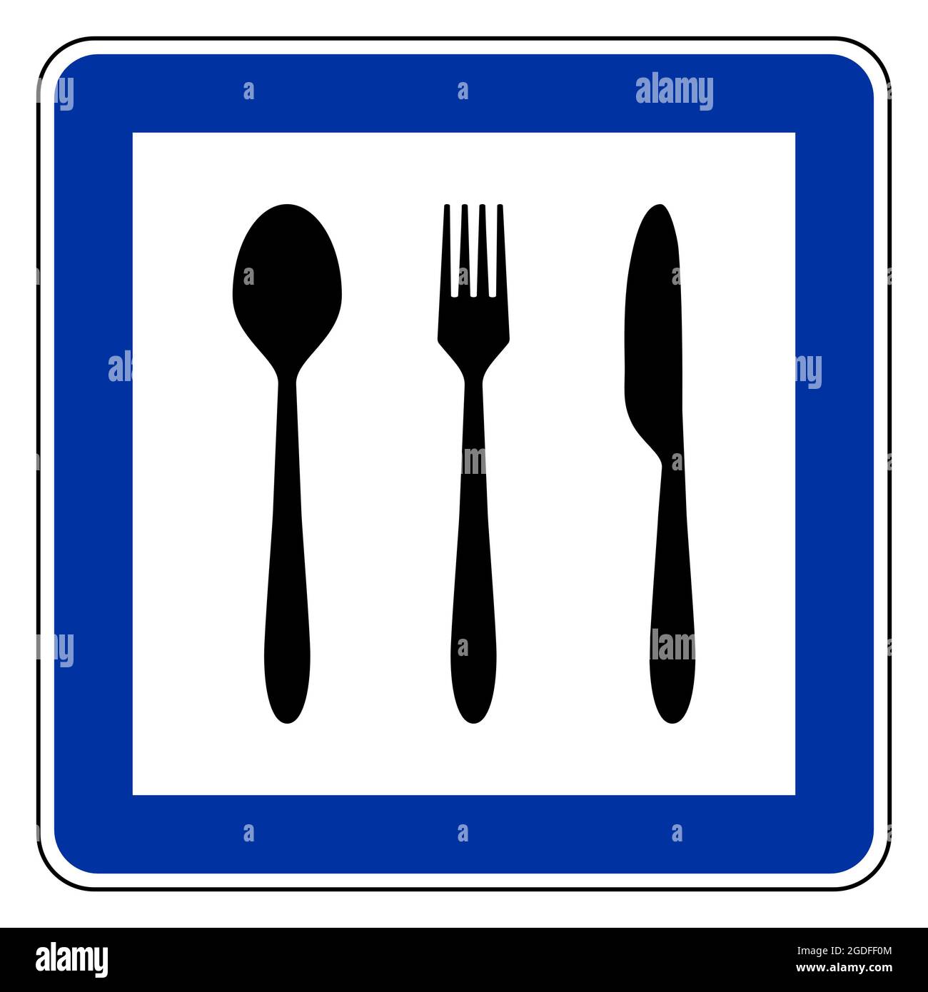Cutlery and road sign Stock Photo - Alamy