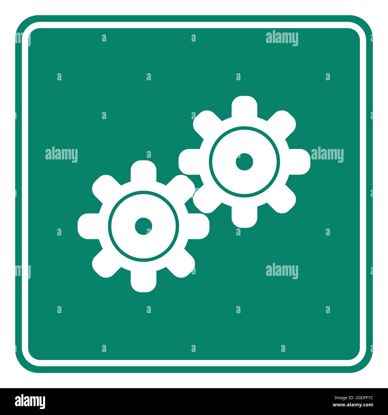 Gears and road sign Stock Photo - Alamy