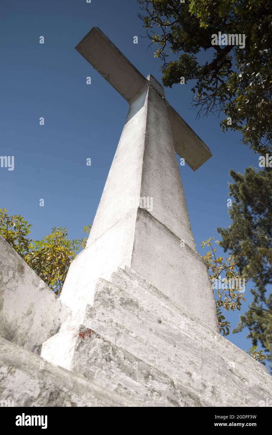 Cross of concrete symbol of the Christian church in Guatemala City ...