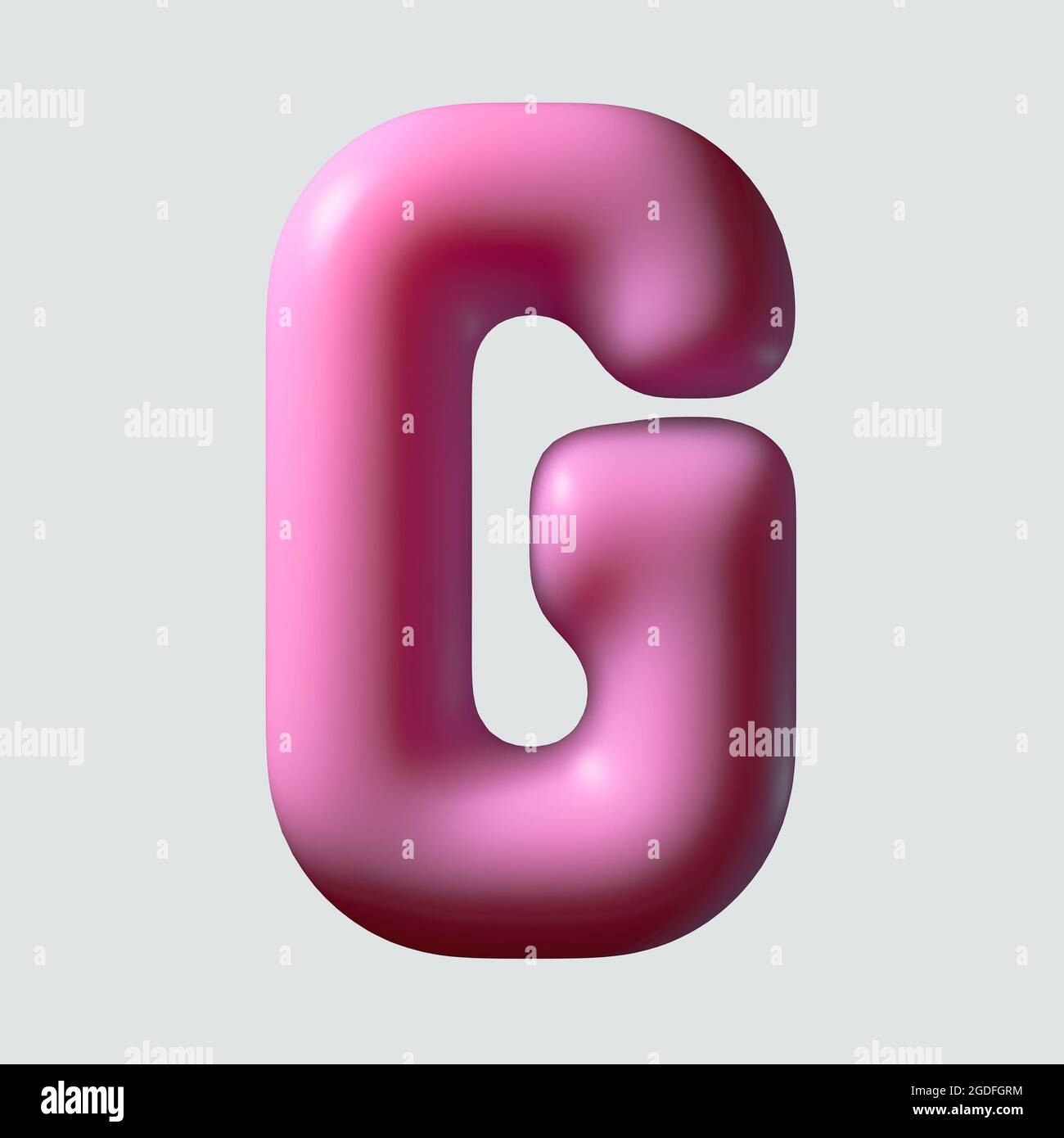 A concept letter G made of chewing gum material on an isolated ...