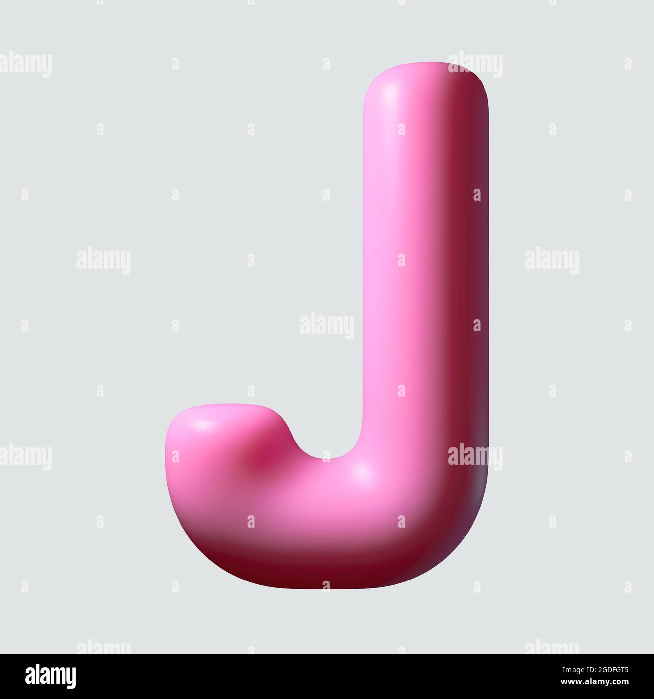 A concept letter J made of chewing gum material on an isolated ...