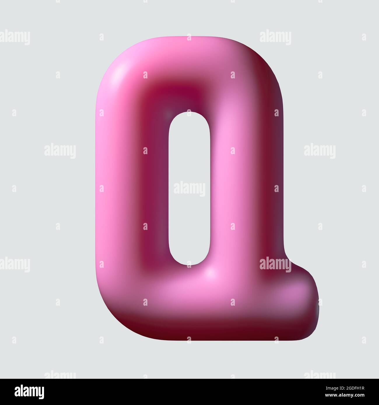 A concept letter Q made of chewing gum material on an isolated ...