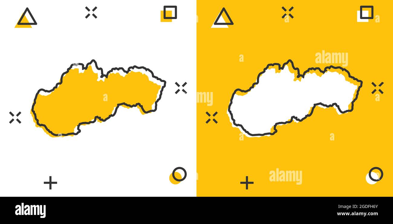 Vector cartoon Slovakia map icon in comic style. Slovakia sign ...