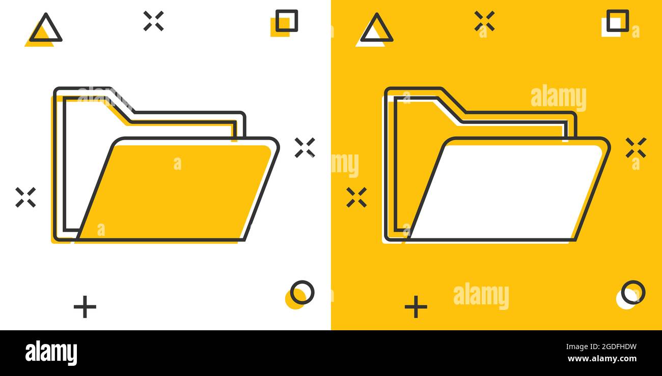 Vector cartoon folder document icon in comic style. Archive data file ...