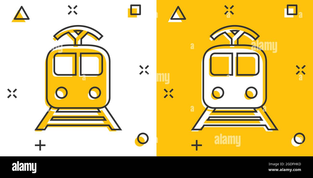 Vector cartoon train transportation icon in comic style. Train sign ...