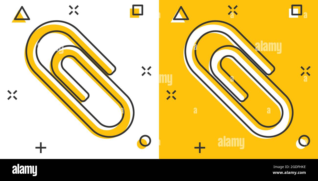 Vector cartoon paper clip attachment icon in comic style. Paperclip ...