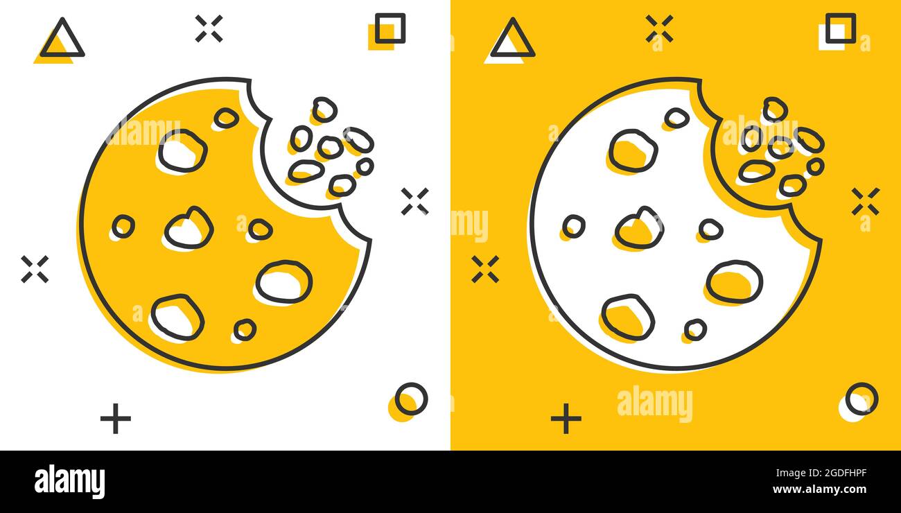 Vector cartoon cookie icon in comic style. Chip biscuit sign ...