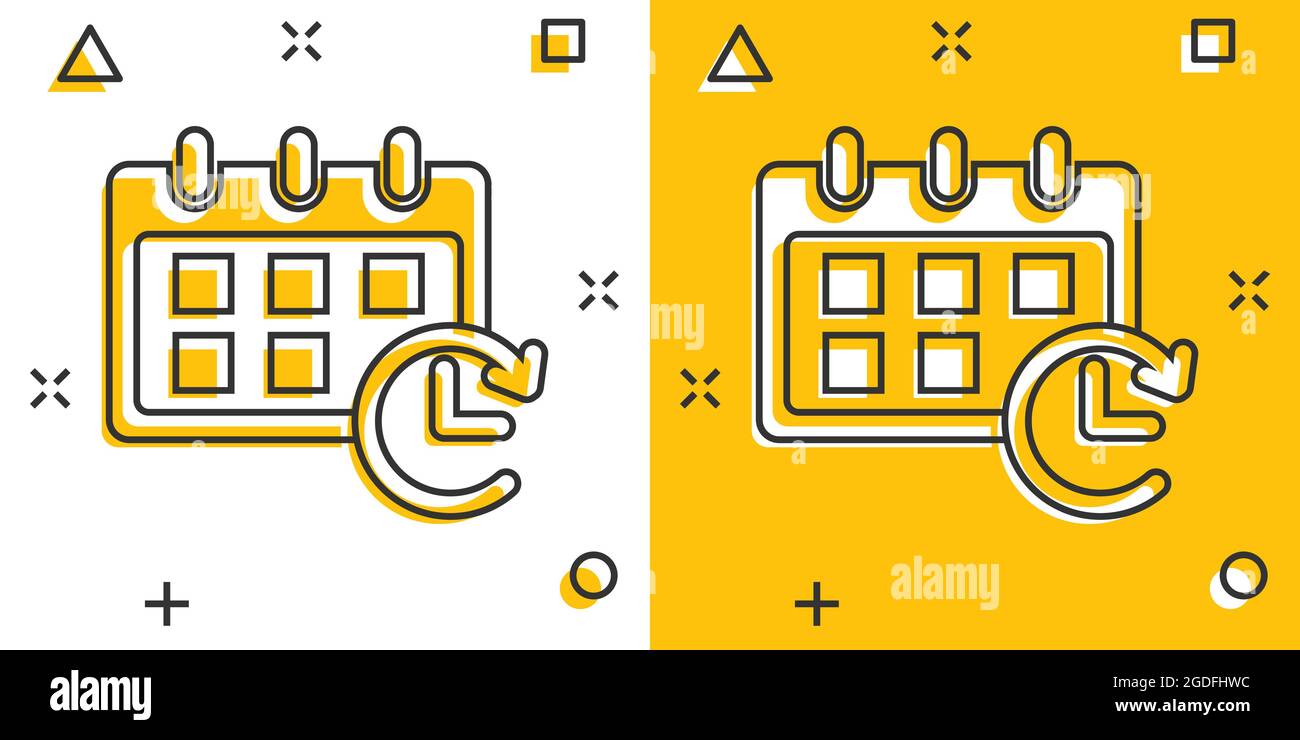 Vector cartoon calendar icon in comic style. Reminder agenda sign ...