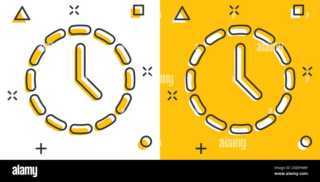 Vector cartoon clock time icon in comic style. Timer sign illustration ...