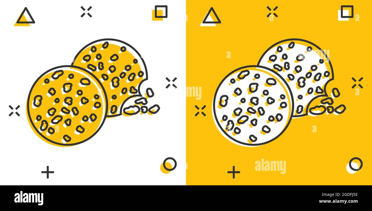 Vector cartoon cookie icon in comic style. Chip biscuit sign ...