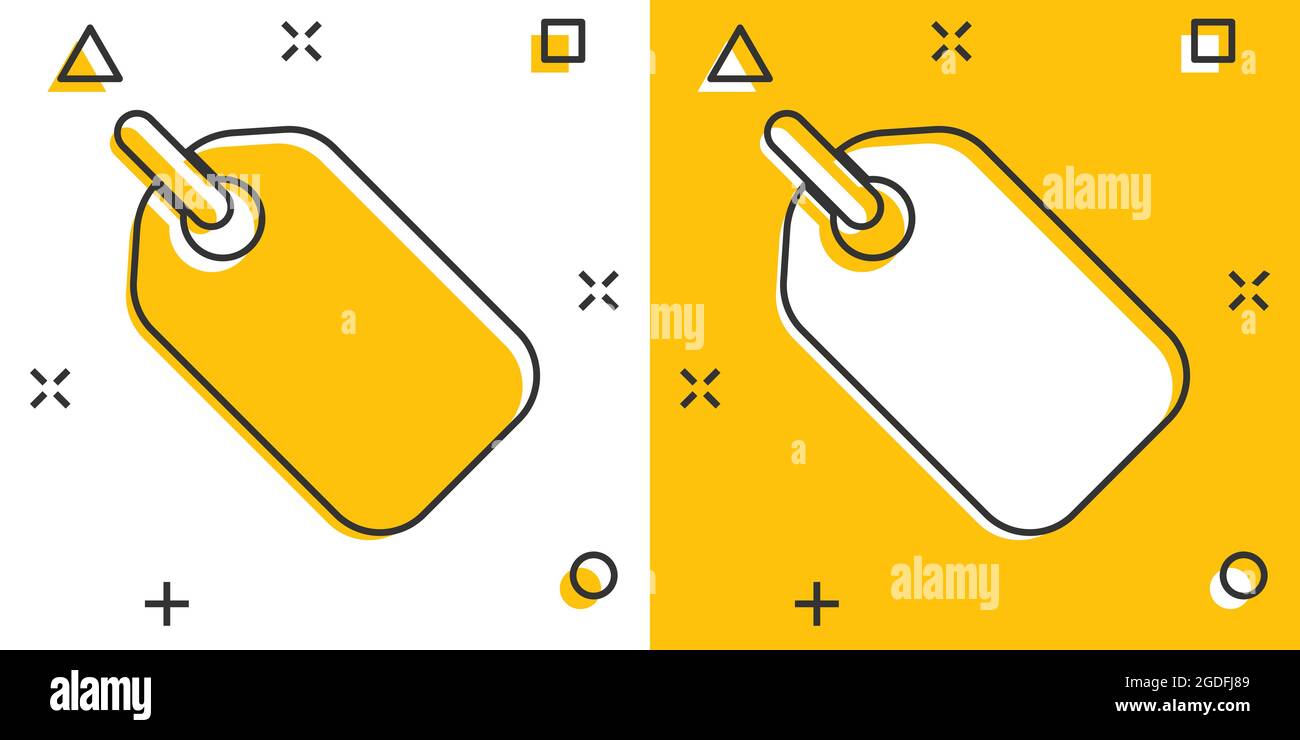 Vector cartoon empty tag icon in comic style. Price sale concept ...