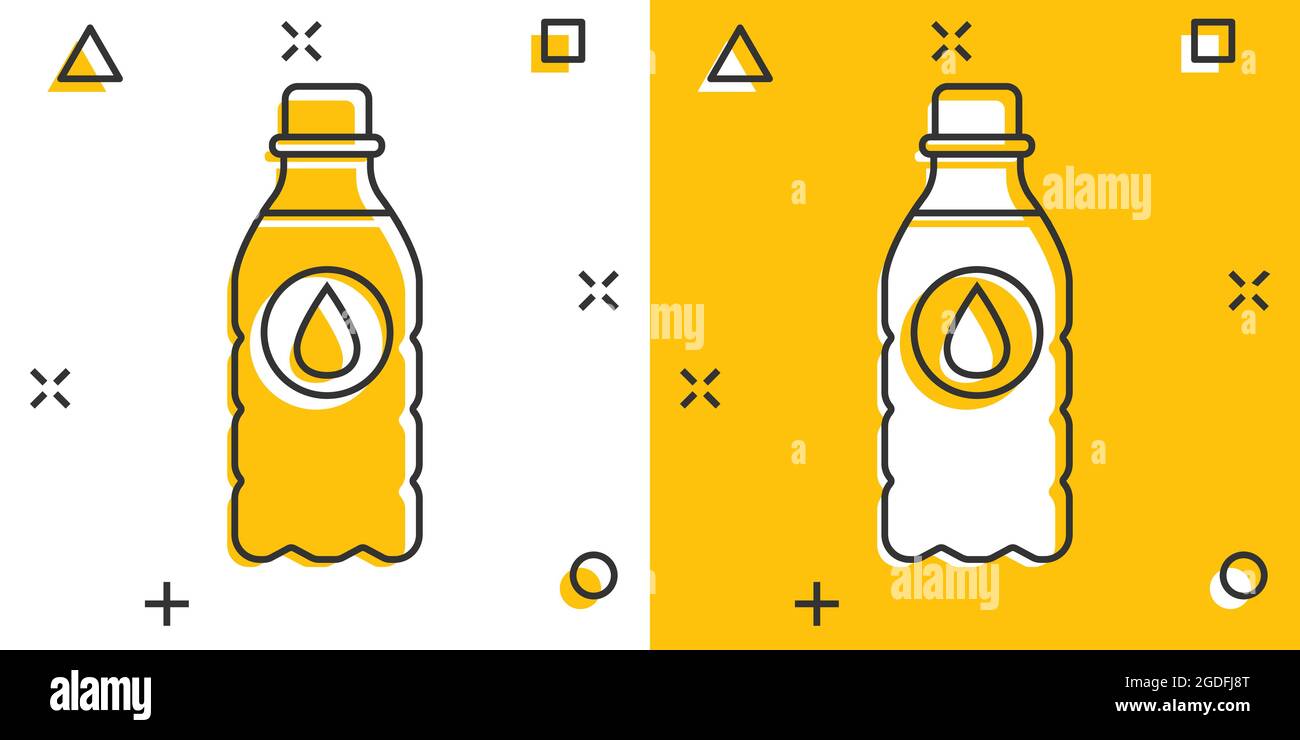 Vector cartoon water bottle icon in comic style. Bottle illustration ...