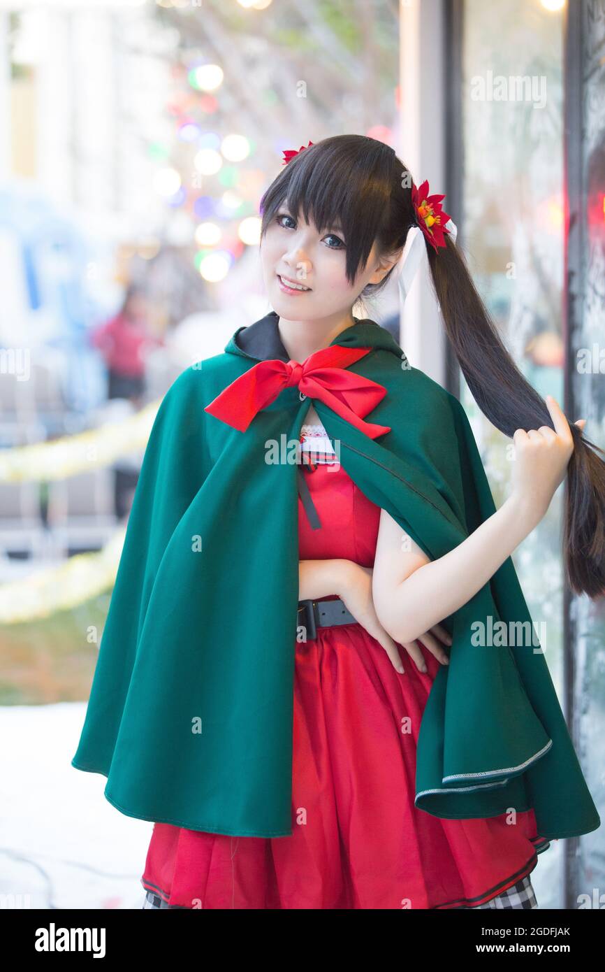 a portrait of beautiful female santa in christ mas Stock Photo - Alamy