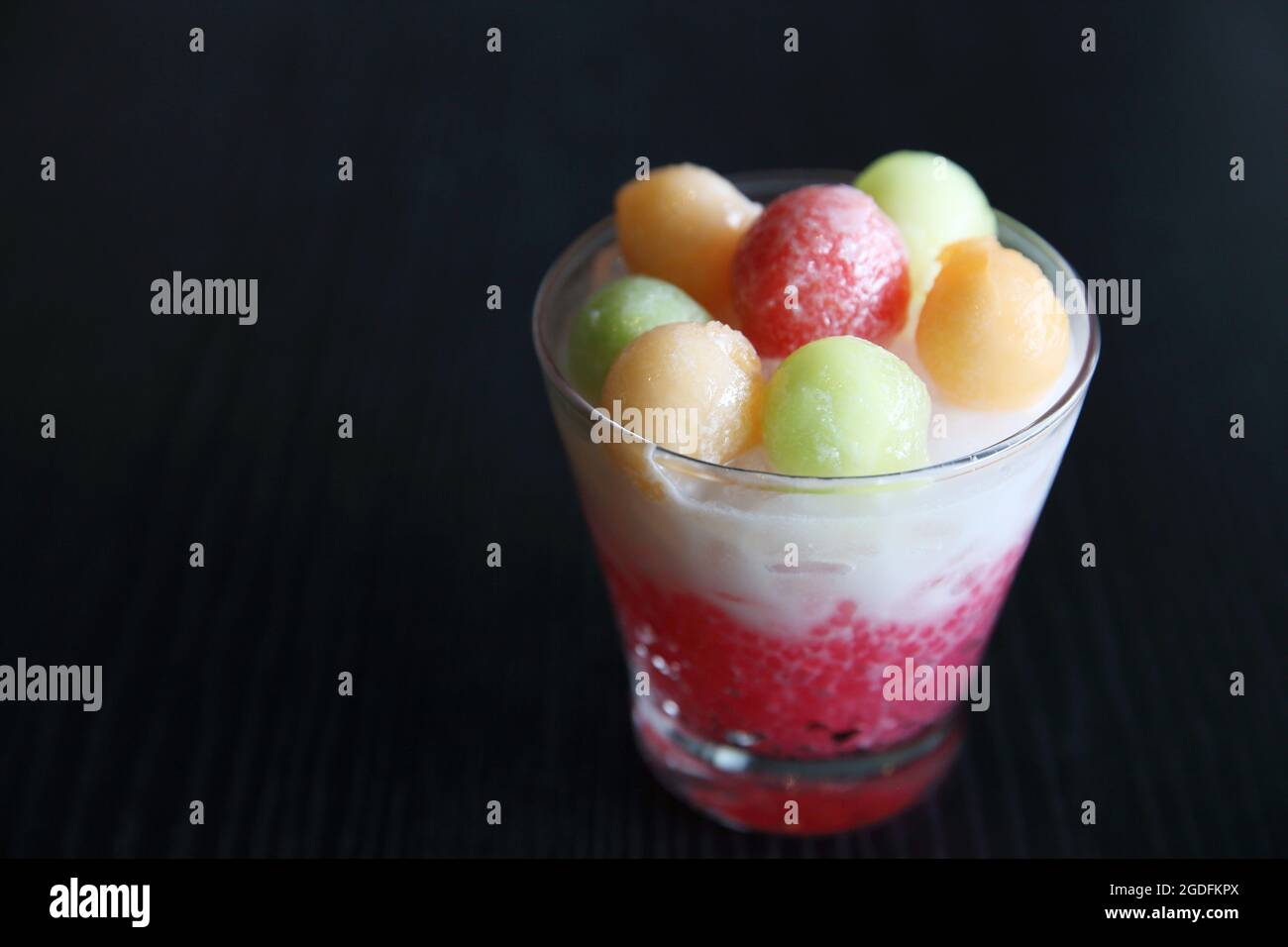 Tapioca pearl pudding with fruits Stock Photo - Alamy