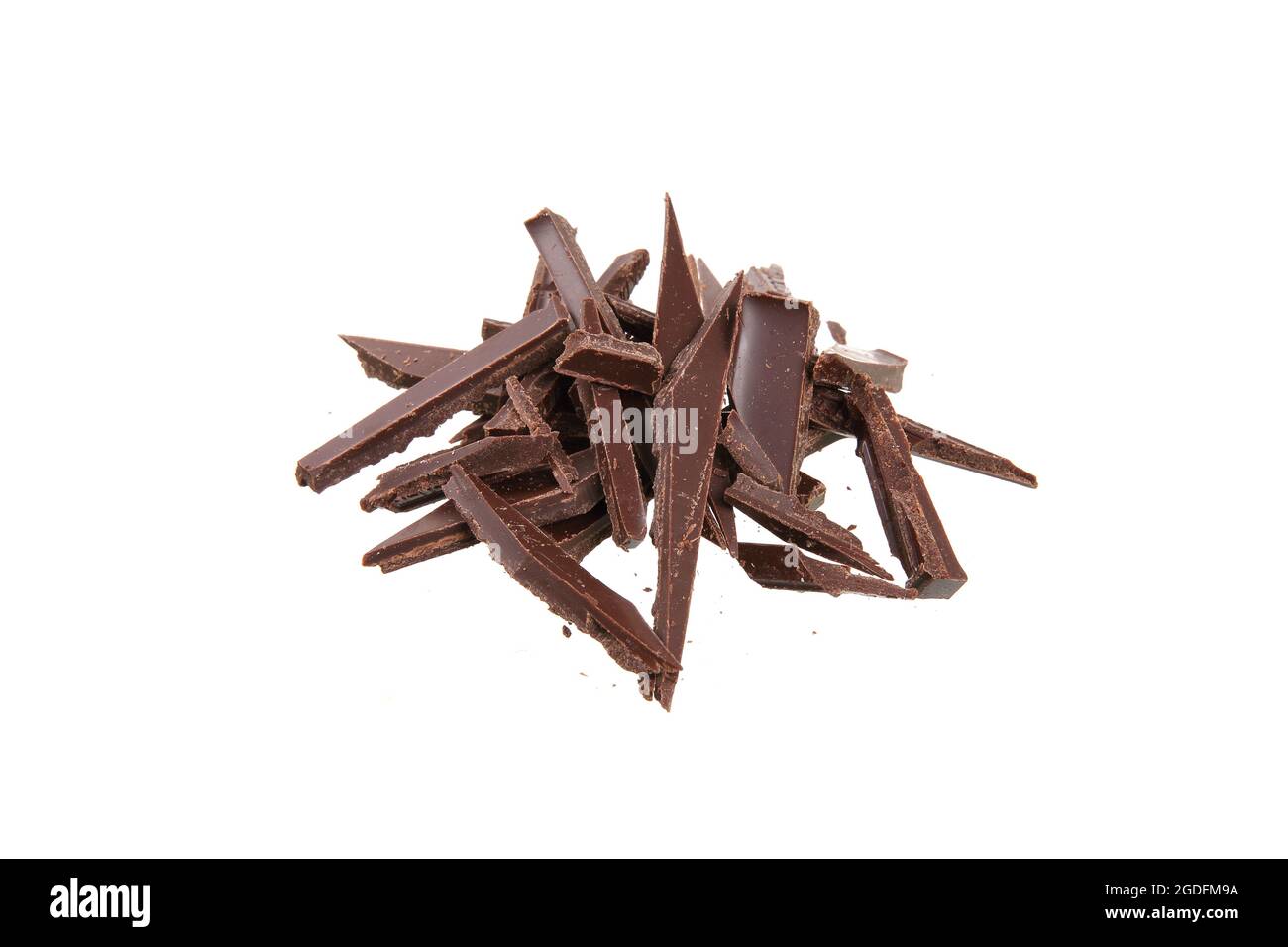 heap of broken pieces of chocolate isolated on white Stock Photo - Alamy
