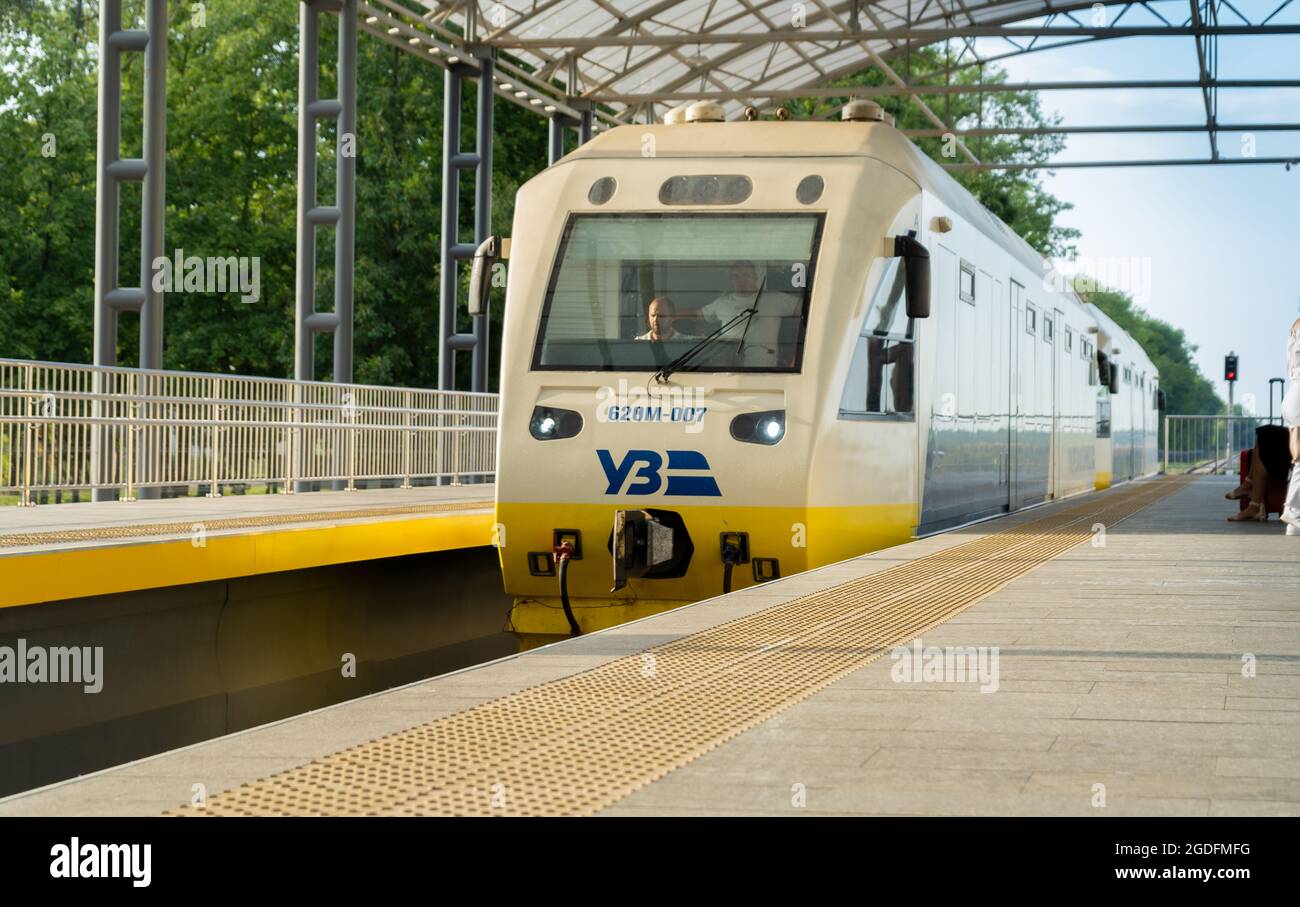 Ukraine, Kyiv - August 3, 2021: Electric train Ukrzaliznytsia at the ...